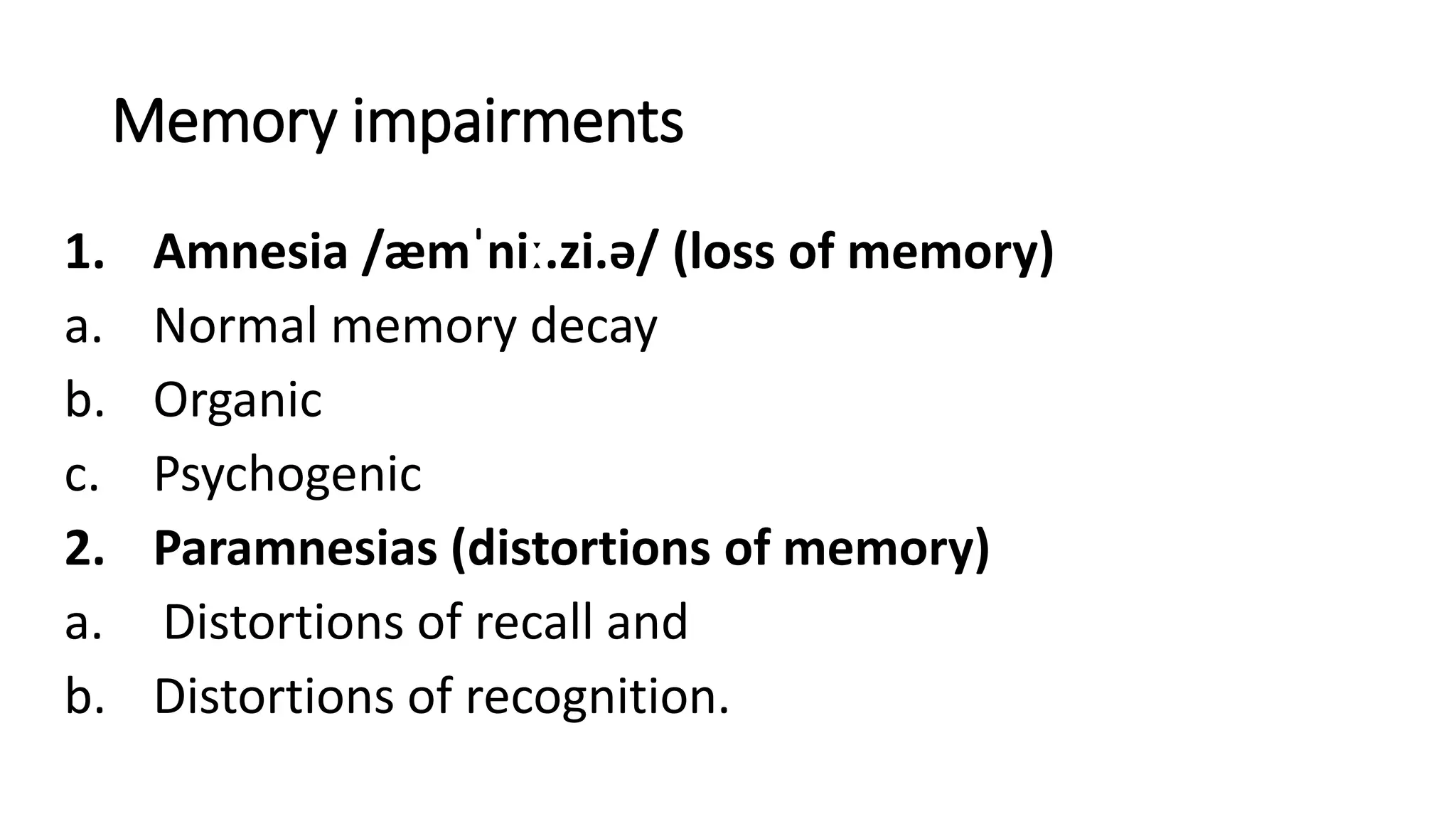 Memory Disorders | PPTX
