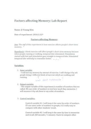 Memory experiment | PDF