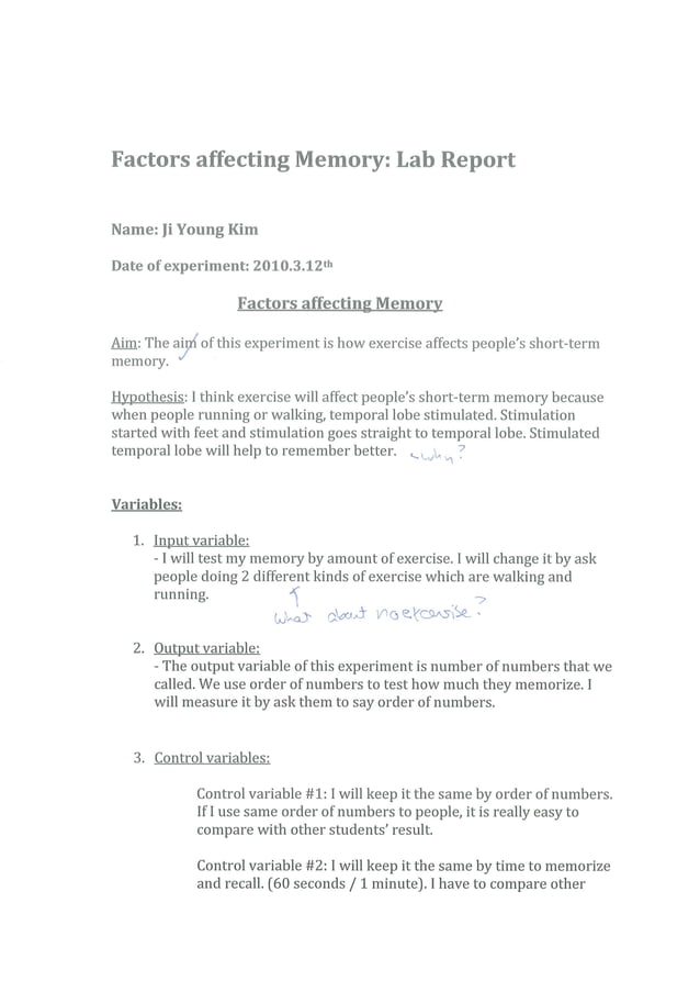 Memory experiment | PDF