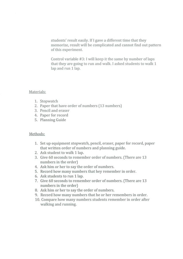 Memory experiment | PDF