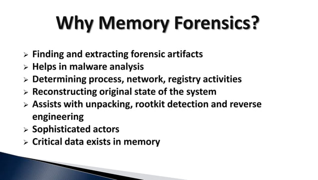 Investigating Malware using Memory Forensics | PPTX | Data Storage and Warehousing | Computing