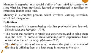 Memory & forgetting | PPTX | Brain and Nervous System Disorders ...