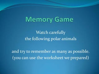 Memory game polar animals from Greece | PPTX
