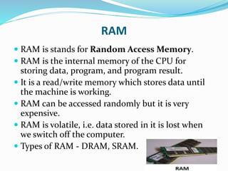 Memory Hierarchy | PPTX | Data Storage and Warehousing | Computing