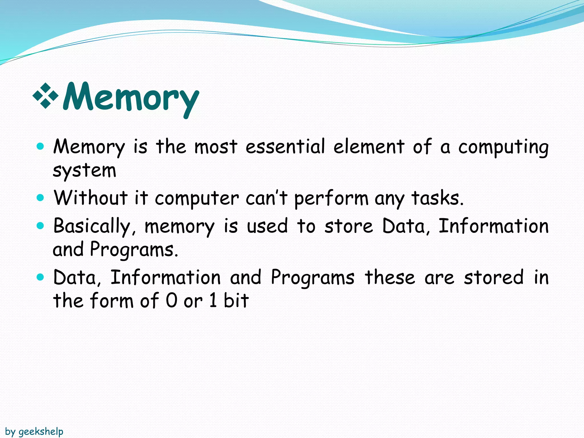 Memory Hierarchy.pptx | Data Storage and Warehousing | Computing