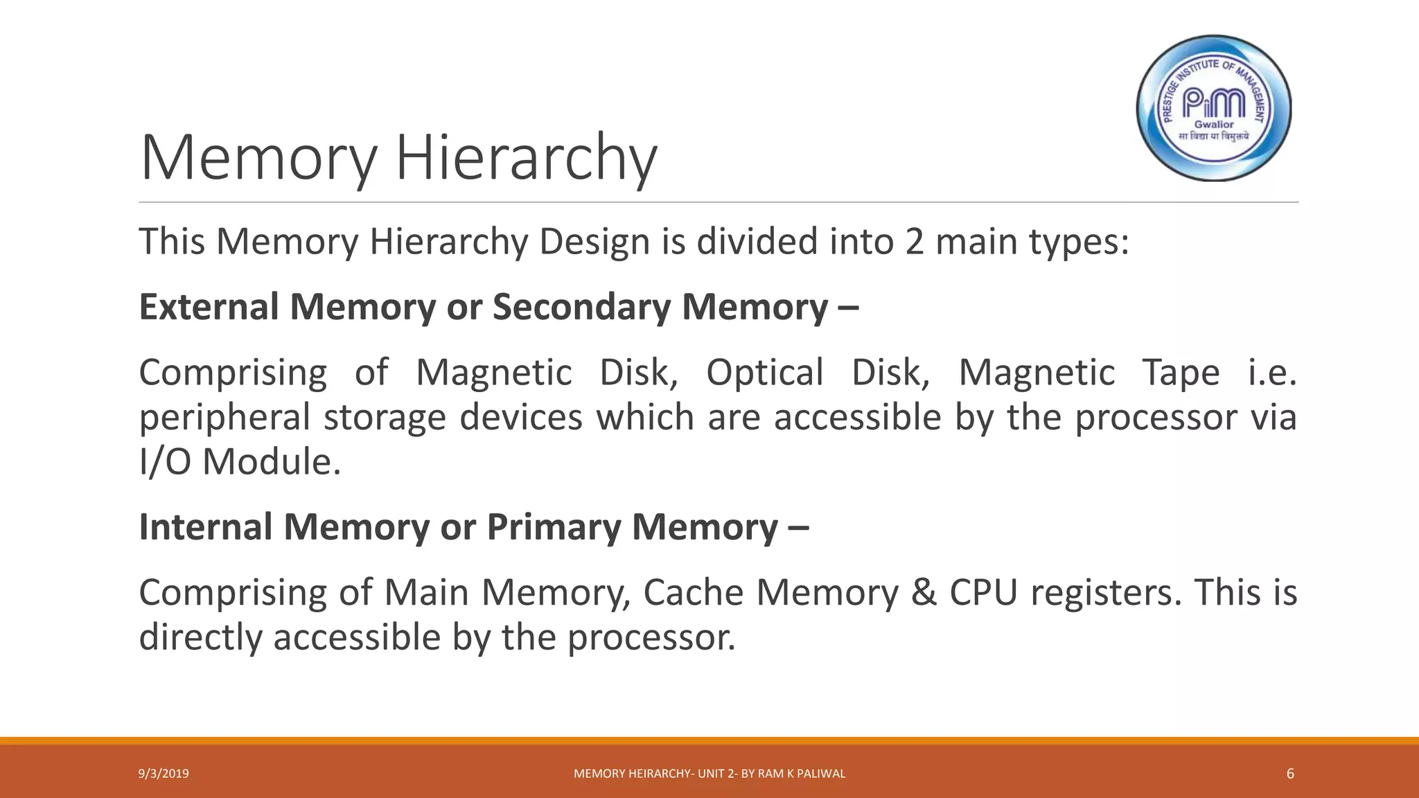 Memory hierarchy unit 2 by ram k paliwal | PPT