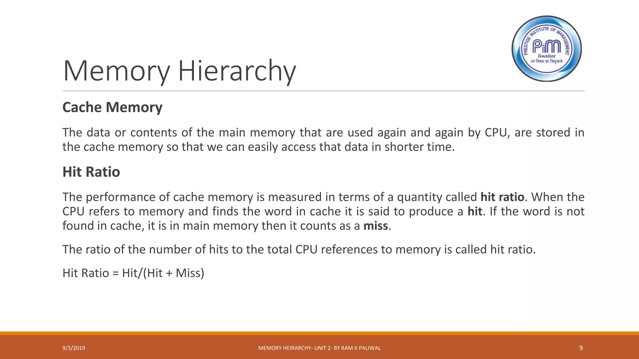 Memory hierarchy unit 2 by ram k paliwal | PPTX