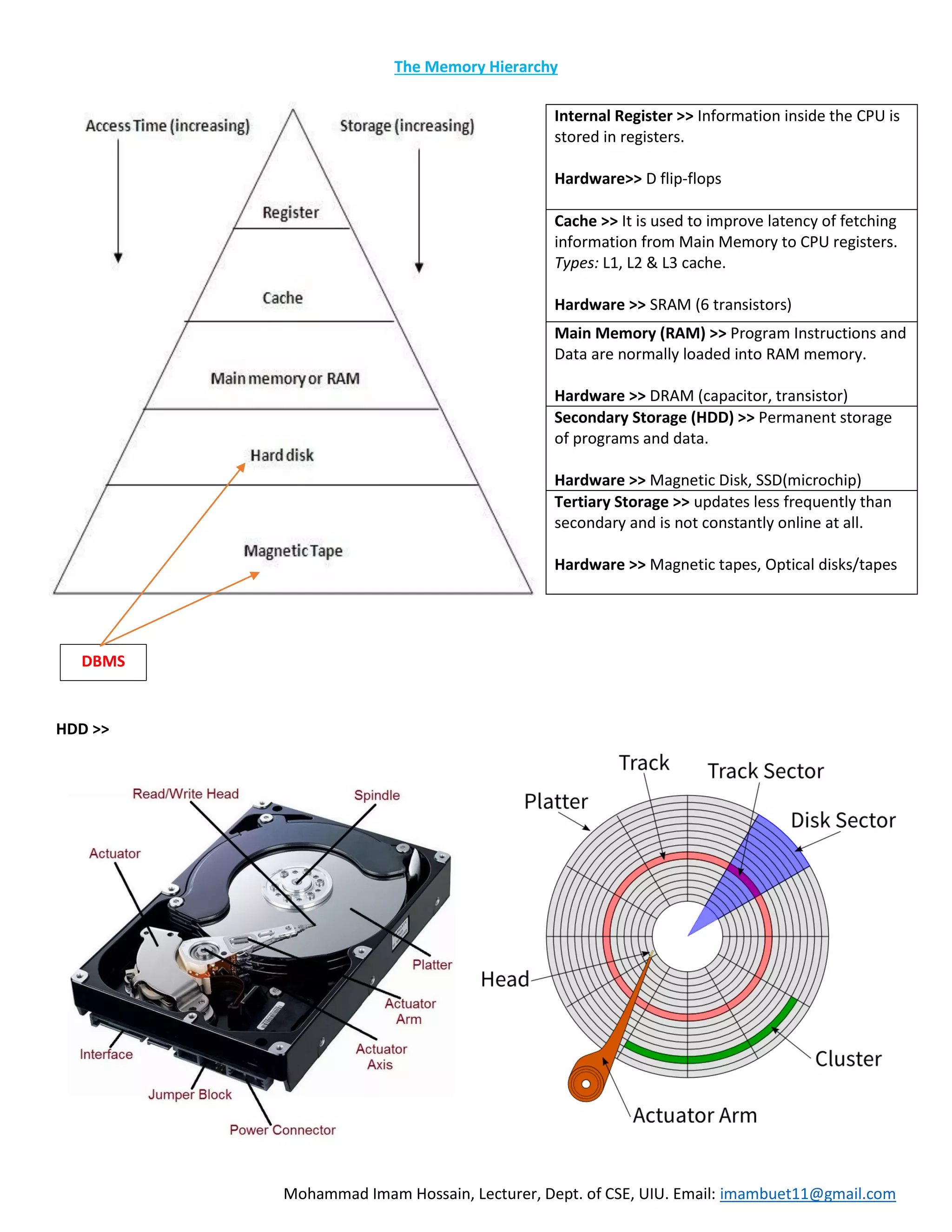DBMS 8 | Memory Hierarchy and Indexing | PDF | Databases | Computer Software and Applications