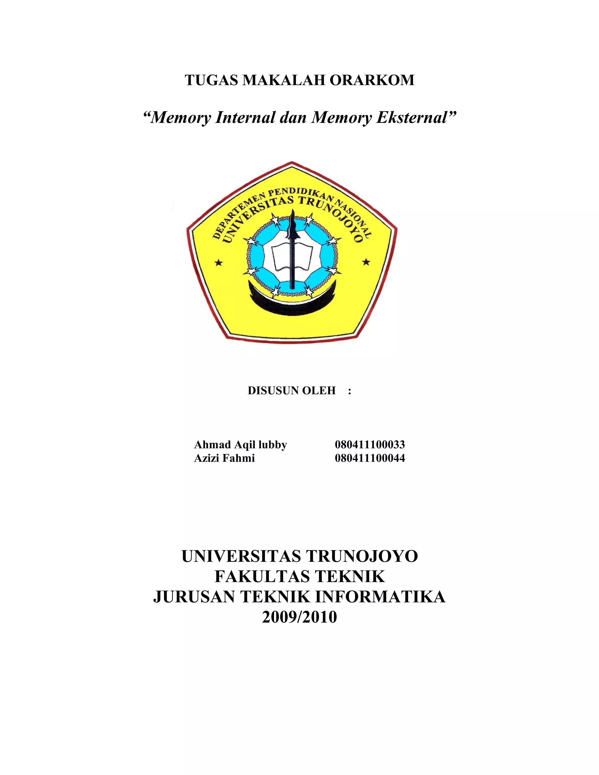 Memoryi internal-eksternal | PDF