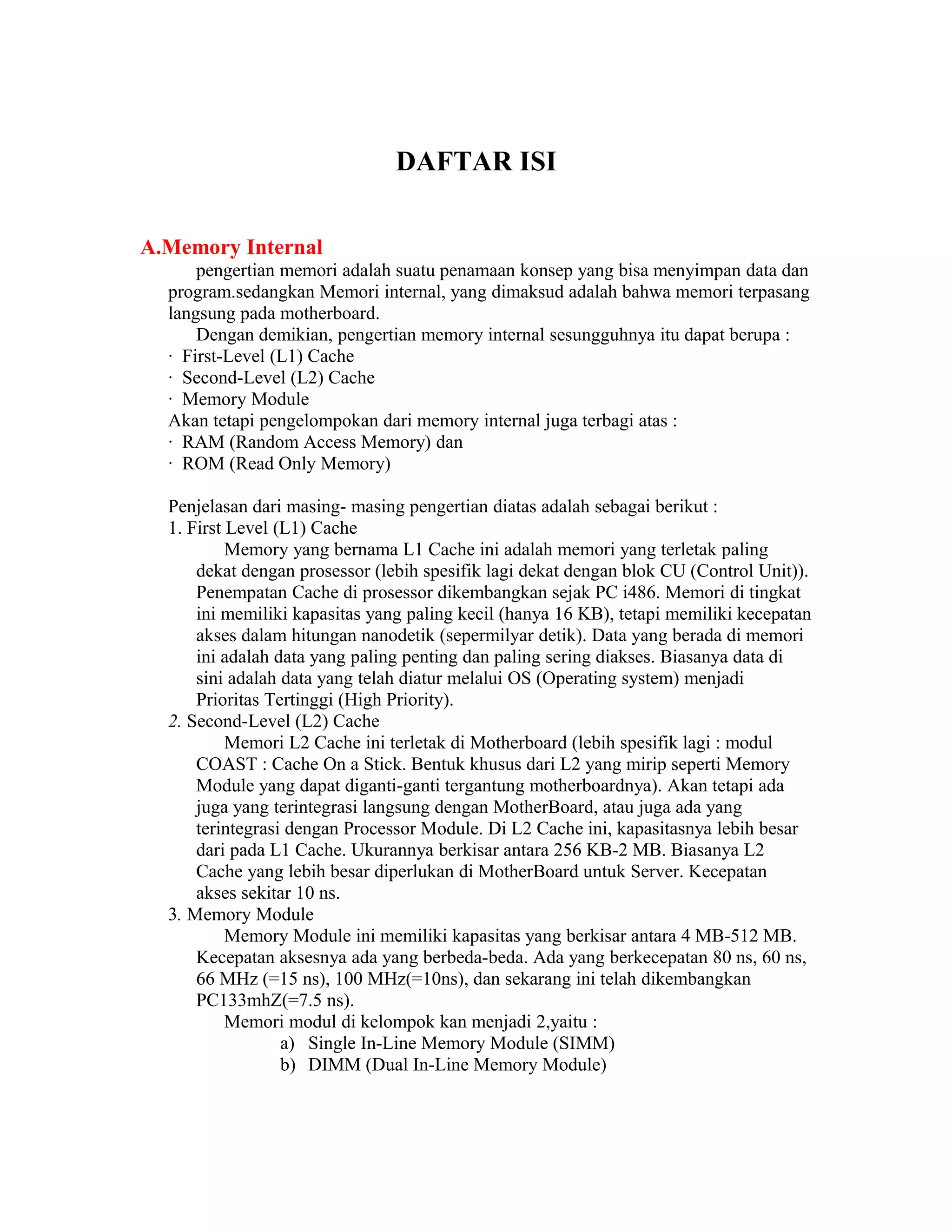 Memoryi internal-eksternal | PDF