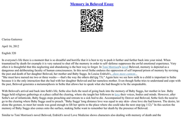 Memory In Beloved Essay | PPT