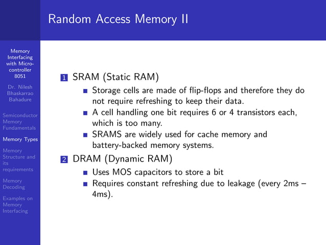 Memory interfacing of microcontroller 8051 | PDF