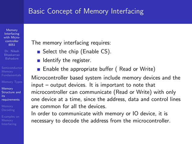 Memory interfacing of microcontroller 8051 | PDF