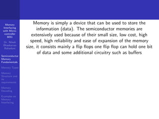 Memory interfacing of microcontroller 8051 | PDF