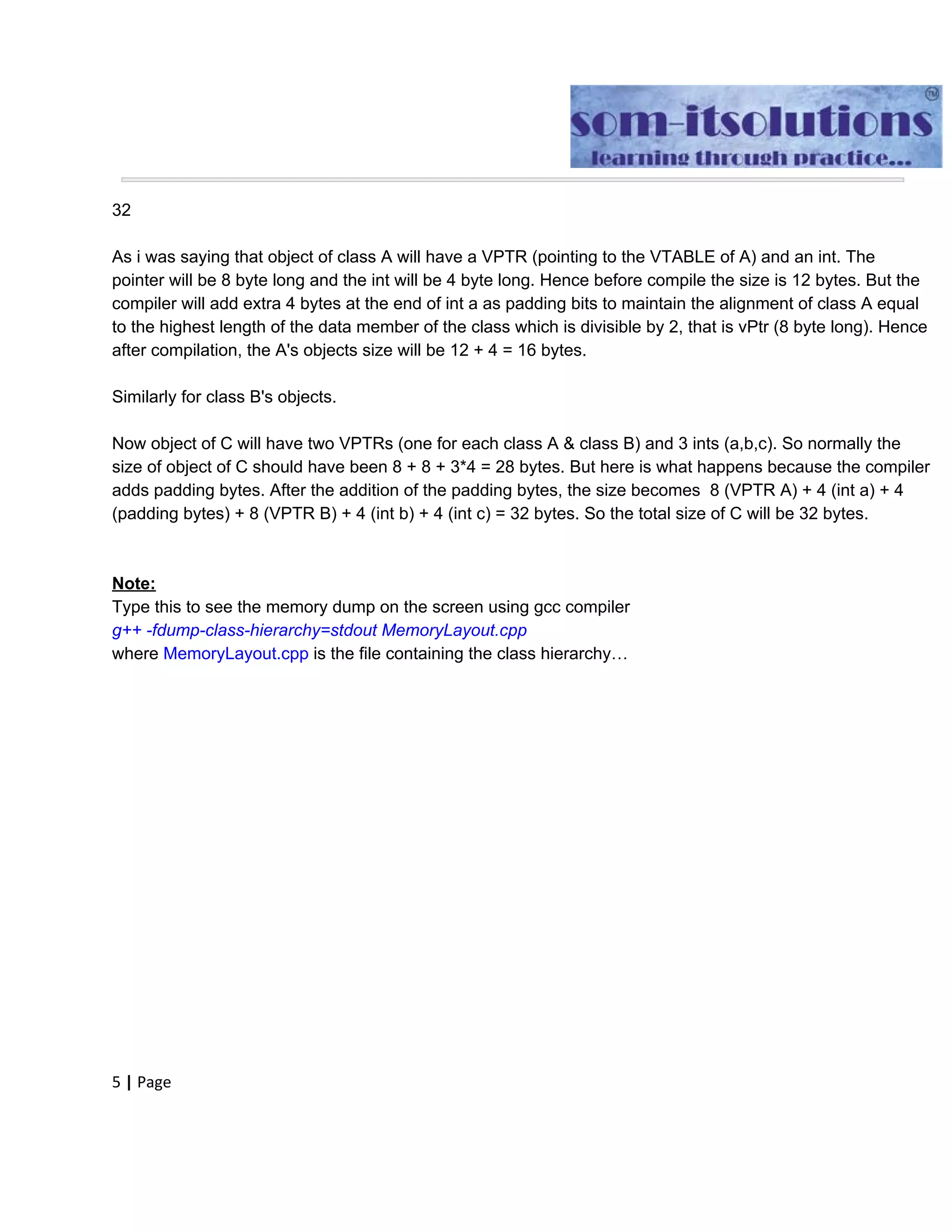 Memory layout in C++ vis a-vis polymorphism and padding bits | PDF