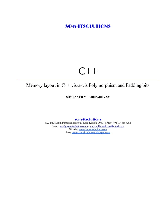 Memory layout in C++ vis a-vis polymorphism and padding bits | PDF