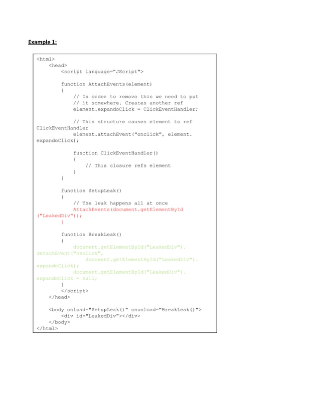 Memory leak patterns in javascript | PDF