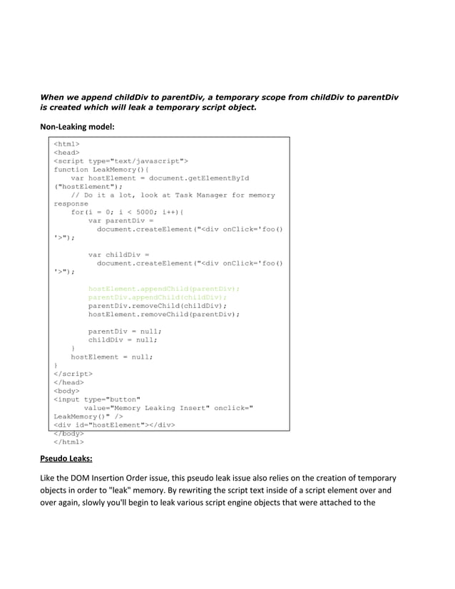 Memory leak patterns in javascript | PDF