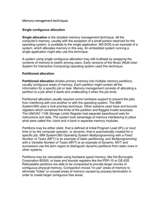 Opetating System Memory management | DOCX