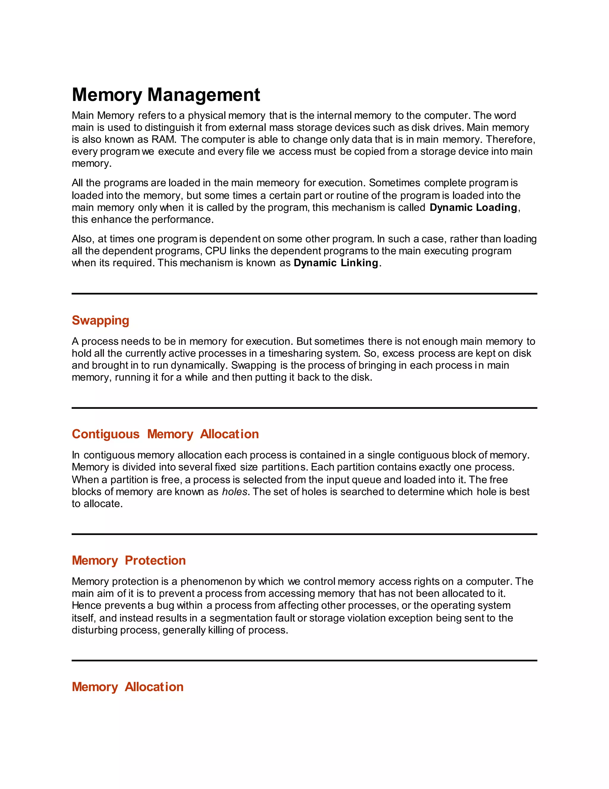 Memory management | DOCX | Operating Systems | Computer Software and Applications