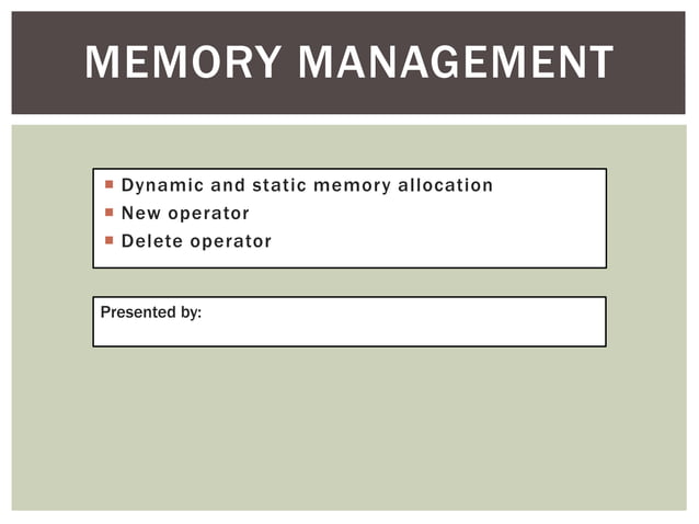 Memory management | PPT