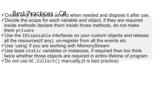 Coding Best Practices For Memory Management | PPT