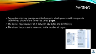 Memory management | PPTX | Operating Systems | Computer Software and ...