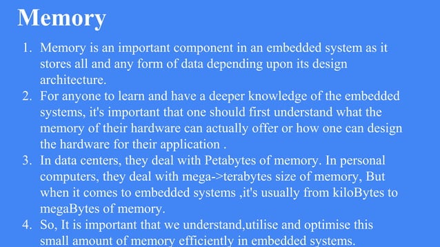 Memory Organisation in embedded systems | PPTX