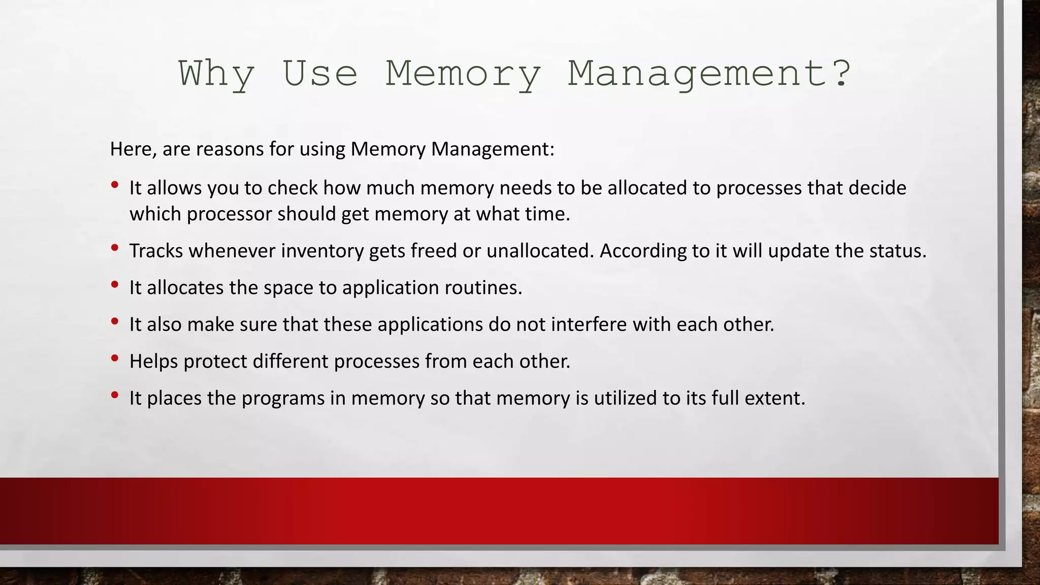 Memory Management in OS | PPTX