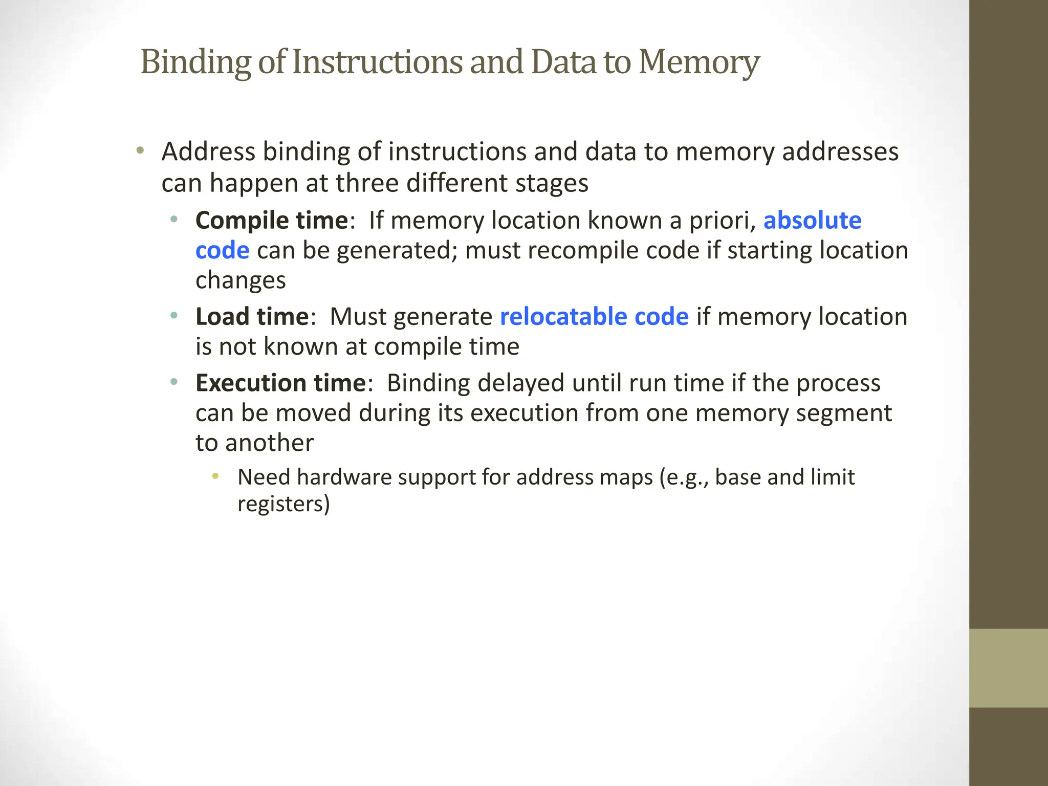 Operating systems- Main Memory Management | PPT