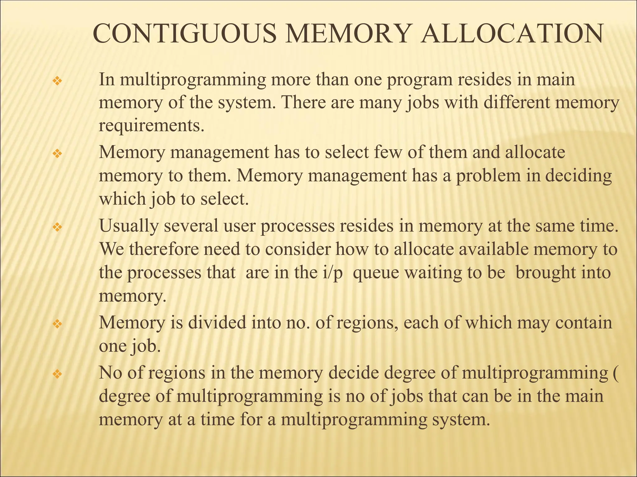 Memory management- Swapping Contiguous Memory Allocation | PDF