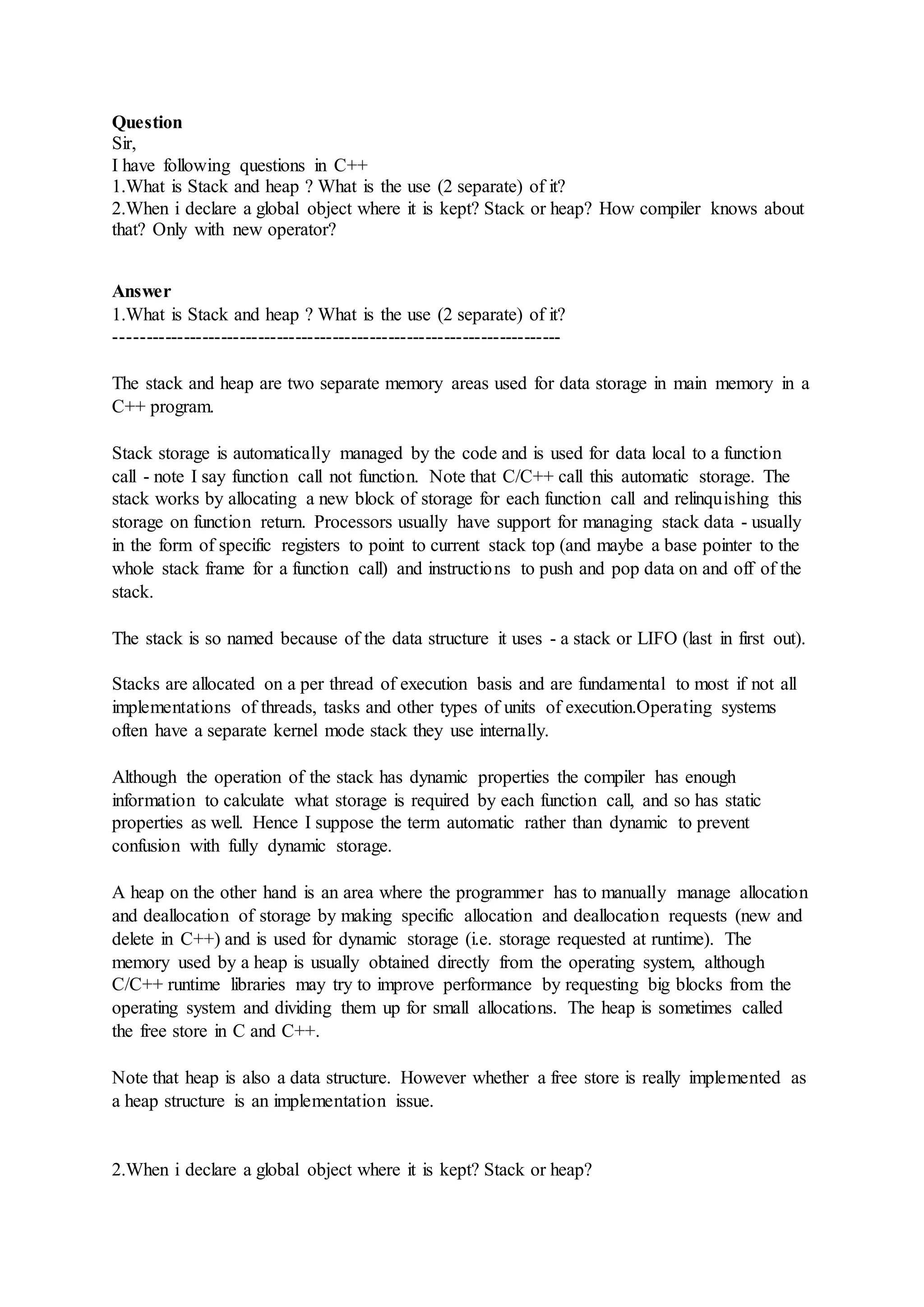 Memory management in c++ | PDF