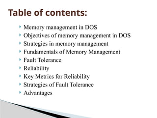 Memory Management – Reliability-Fault Tolerance.pptx