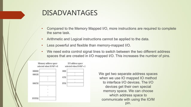 Memory mapped I/O and Isolated I/O | PPTX | Computer Peripherals | Computing
