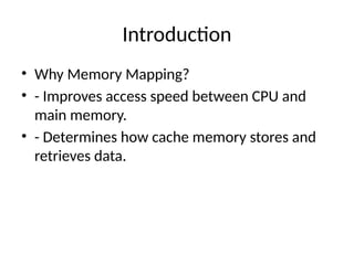 Memory Mappings Presentation | Cache Memory | Irfan Rehman | PPTX