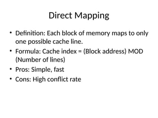 Memory Mappings Presentation | Cache Memory | Irfan Rehman | PPTX