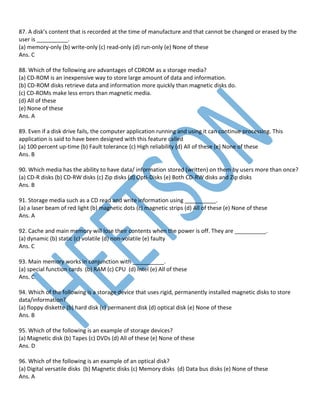 Memory Organization MCQ Questions and Answers | PDF