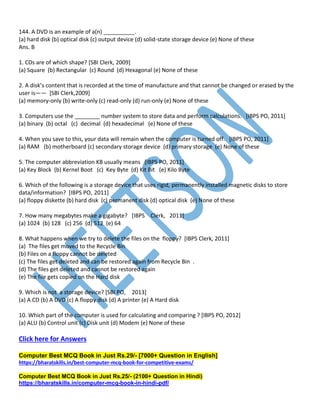 Memory Organization MCQ Questions and Answers | PDF