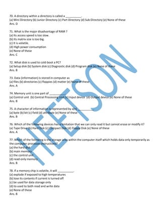 Memory Organization MCQ Questions and Answers | PDF