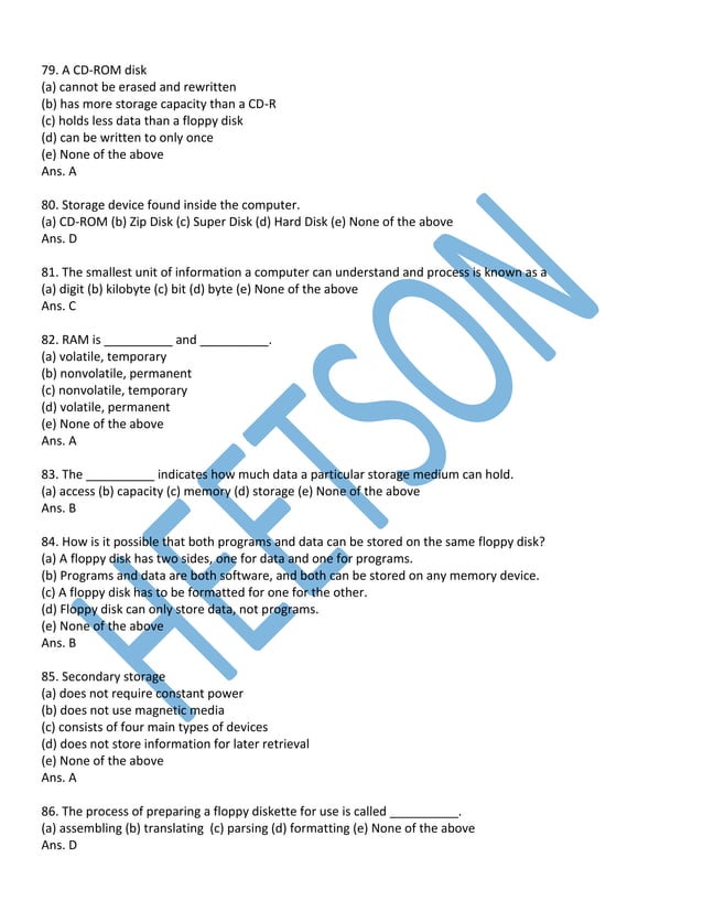 Memory Organization MCQ Questions and Answers | PDF