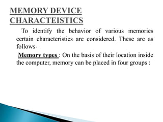 Memory organisation ppt final presentation | PPTX