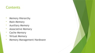 computer Memory Organization and Types of memory | PPTX