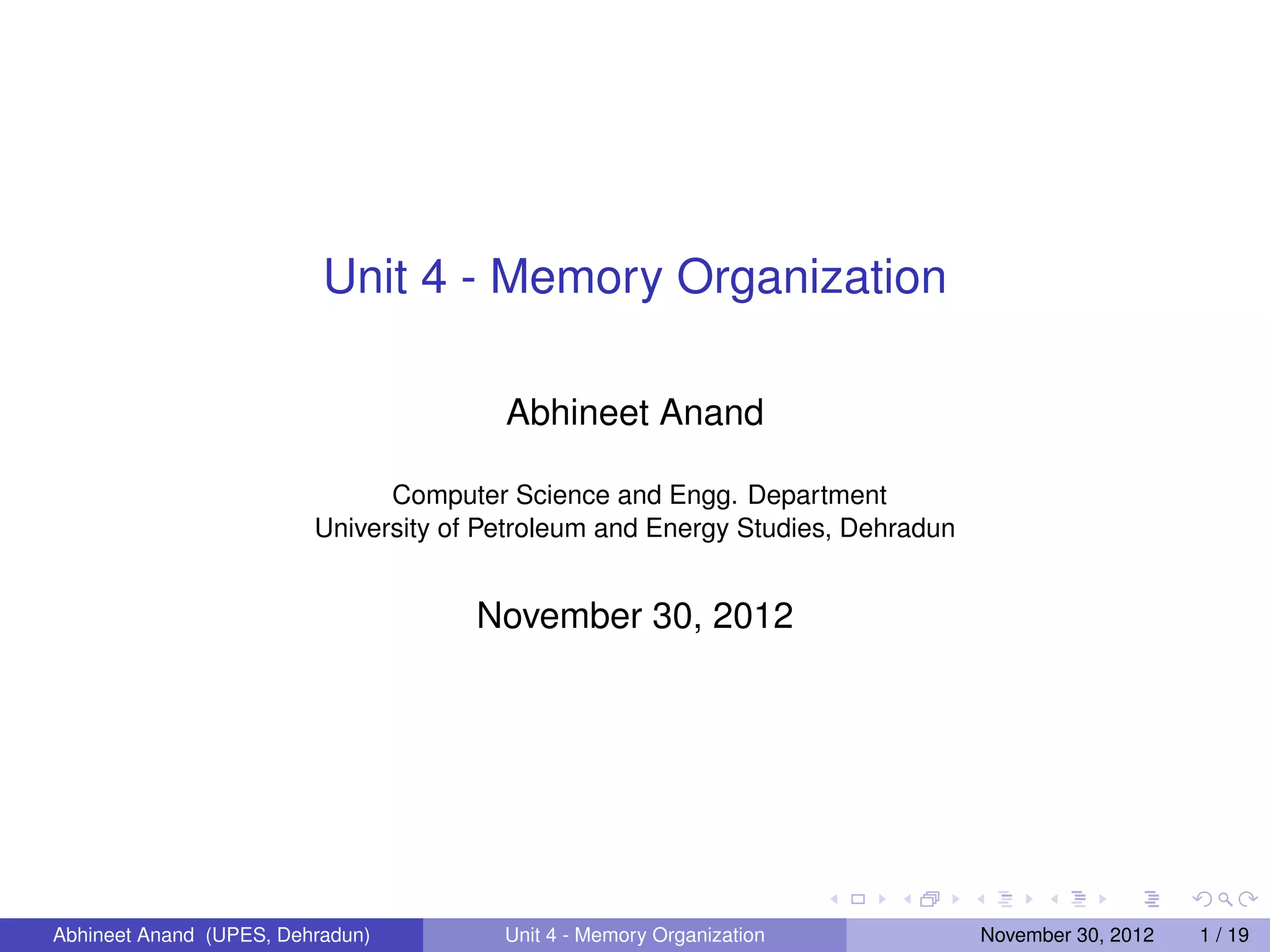 Memory organization | PDF