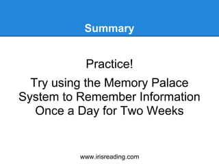 How To Improve Your Memory: The Memory Palace System | PDF