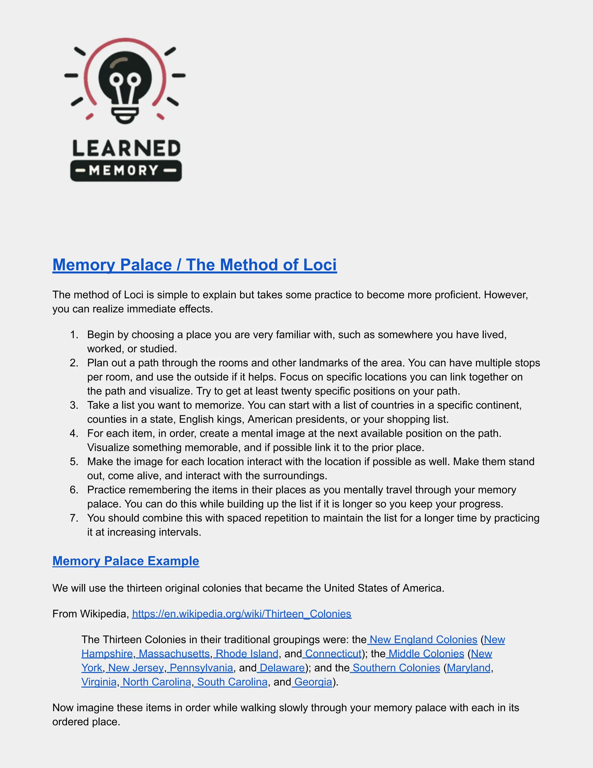 Memory Palace - The Method of Loci - An ancient but effective memory technique | PDF