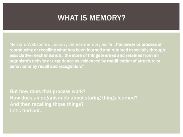 Memory presentation ehlana robinson (no animation) | PPT