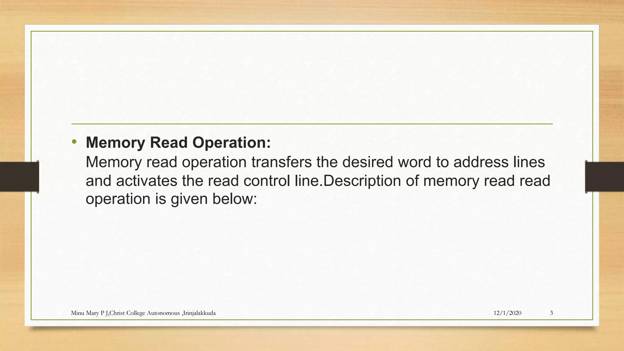 Memory read and write | PPTX