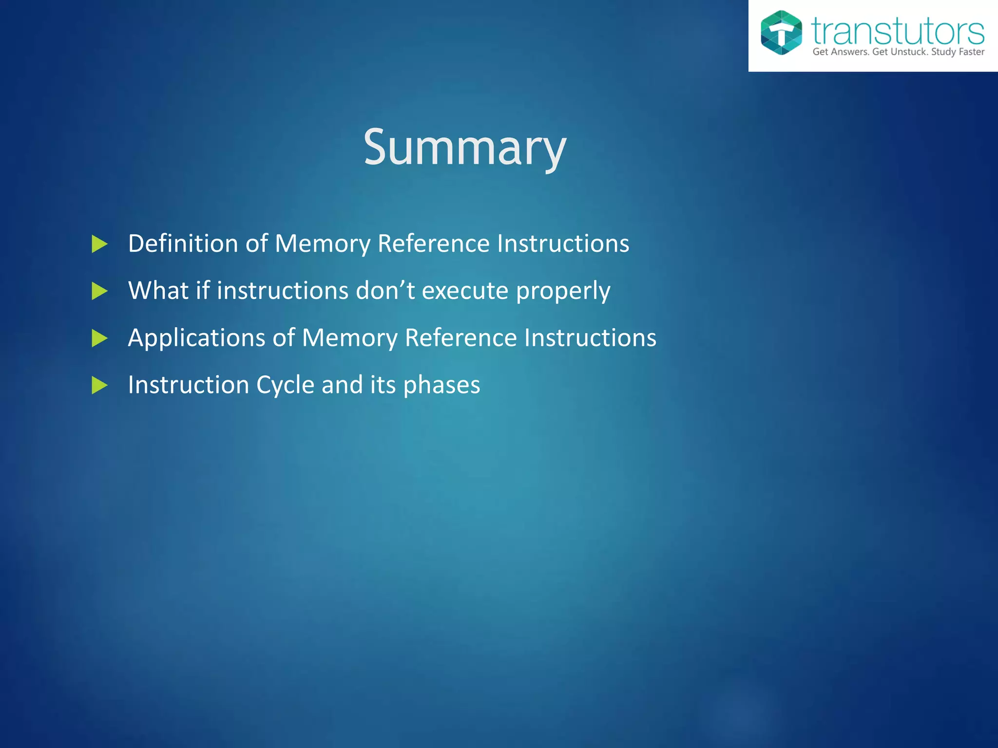 Memory Reference Instructions | Computer Science | PPT