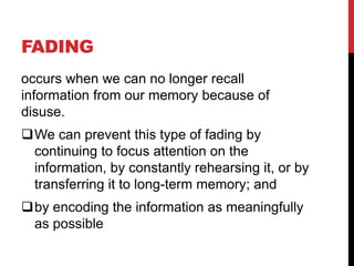 Memory retention and forgetting | PPTX