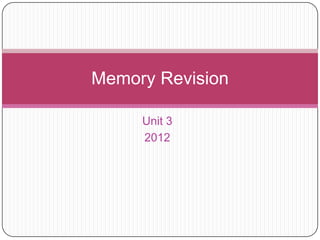 Memory revision multiple choice test | PPTX